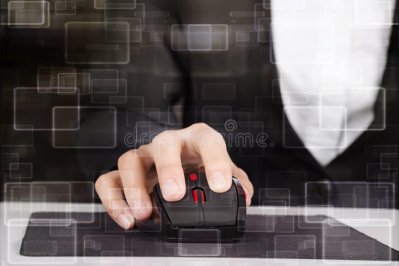 Hand Working with Mouse of Computer Stock Image - Image of closeup ...