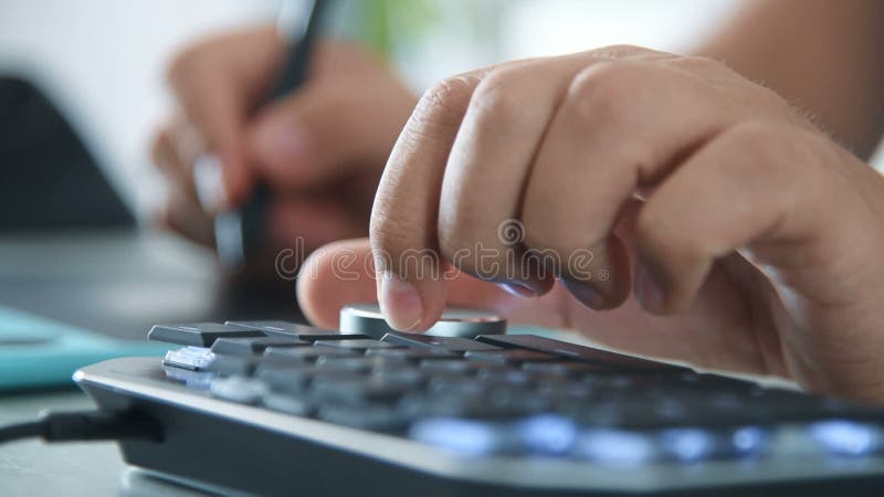 Hand Working with Navigation Control Wheel Keyboard Stock Footage ...