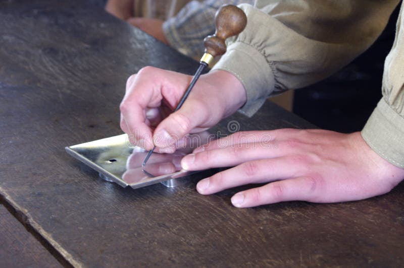 A tinsmith working. stock photo. Image of sheet, workshop - 16198186