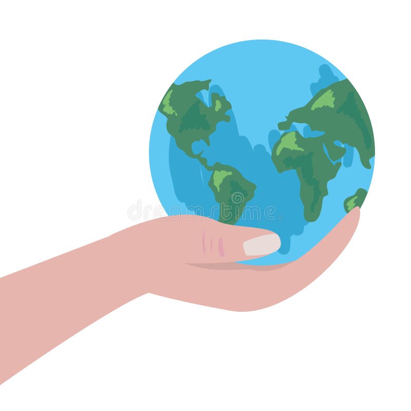 Hand with world stock illustration. Illustration of concept - 144447339