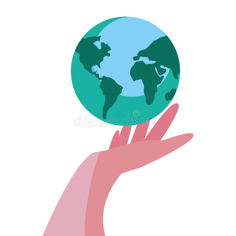 Hand with world stock vector. Illustration of symbol - 142472199