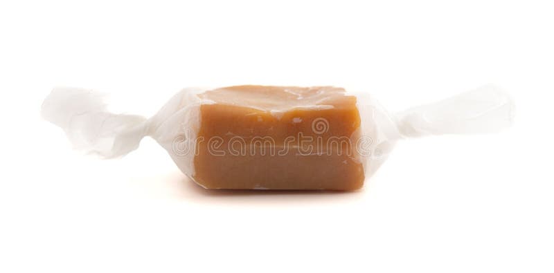 Single Hand Wrapped Soft Caramel Candies Isolated on a White Background ...