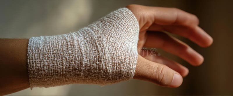 The Hand Wrapped in a White Bandage Symbolizing Healing and Recovery ...