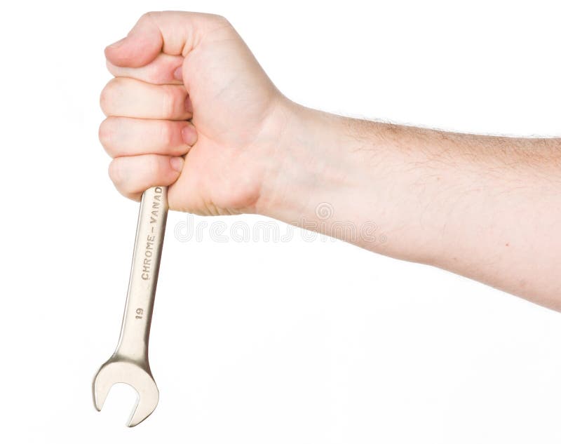 Hand with wrench stock photo. Image of chrome, fixing - 21723204