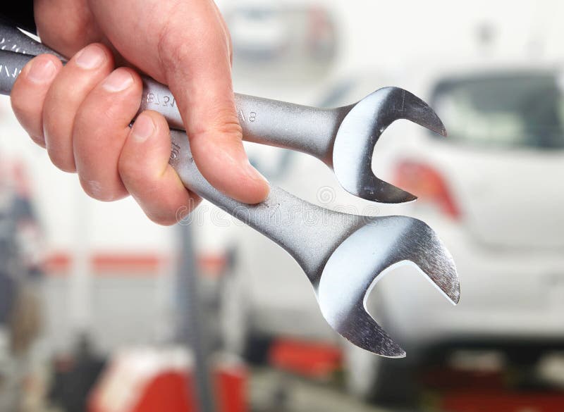 Hand with Wrench. Auto Mechanic. Stock Photo - Image of service ...