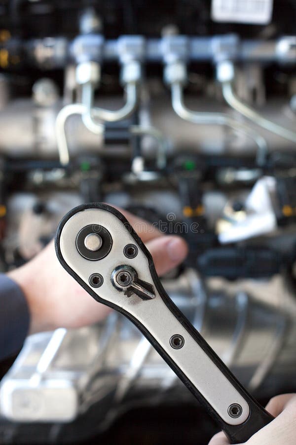 Hand with wrench stock image. Image of shop, station - 48422407