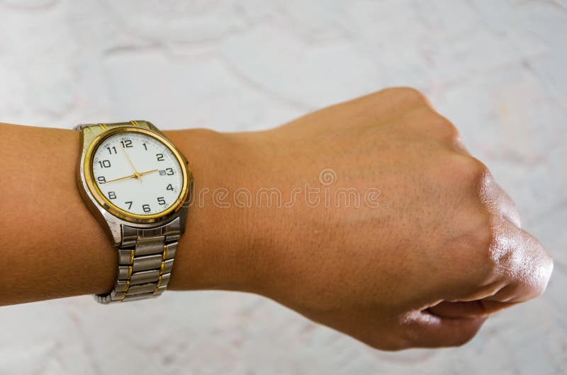 Hand with a Wrist Watch, Close-up. Stock Photo - Image of minute ...