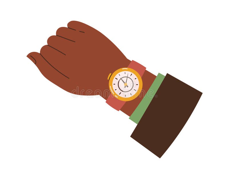 Hand with Wrist Watch Flat Icon Stock Vector - Illustration of clock ...