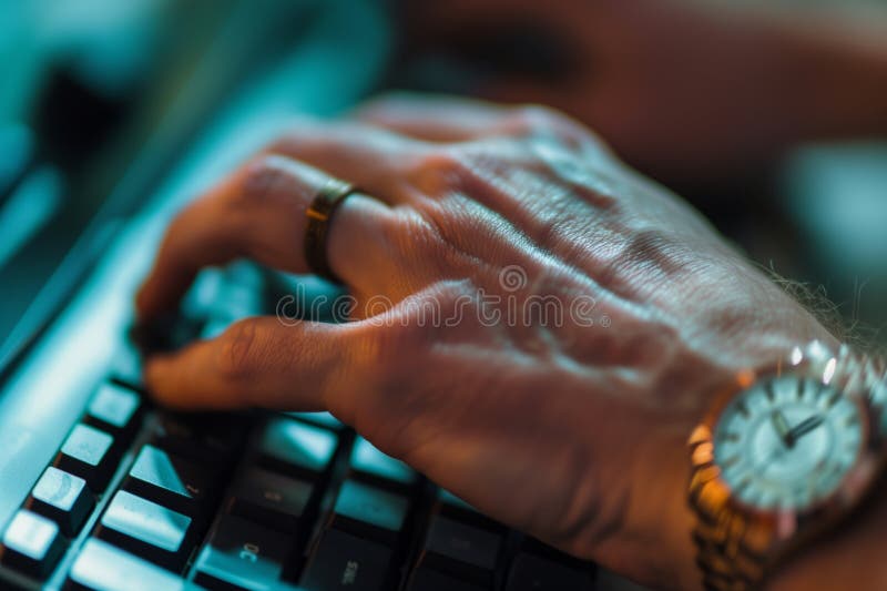 Hand with a Wristwatch Typing on Terminal with Tracking Number Stock ...