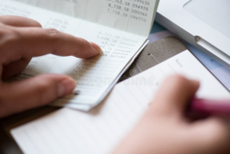 Hand Write on Note Book with Text Interest with Account Bank Boo Stock ...