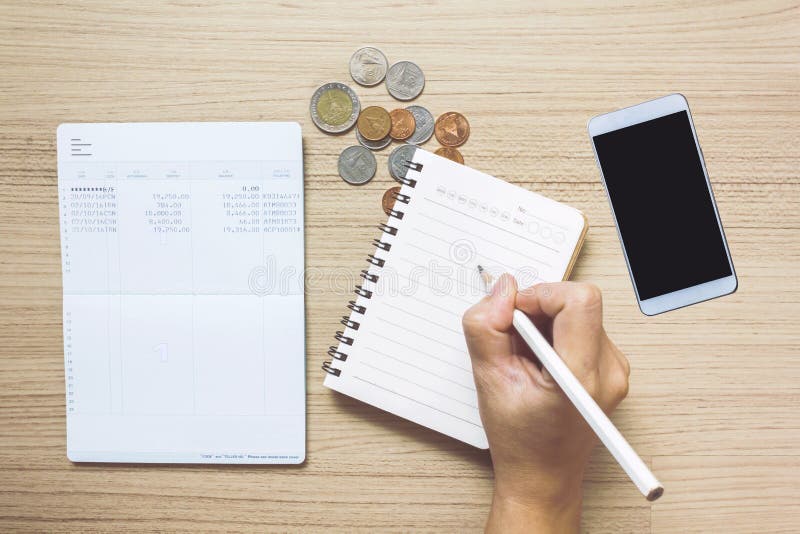 Hand Write on Note Book with Text Interest with Account Bank Boo Stock ...