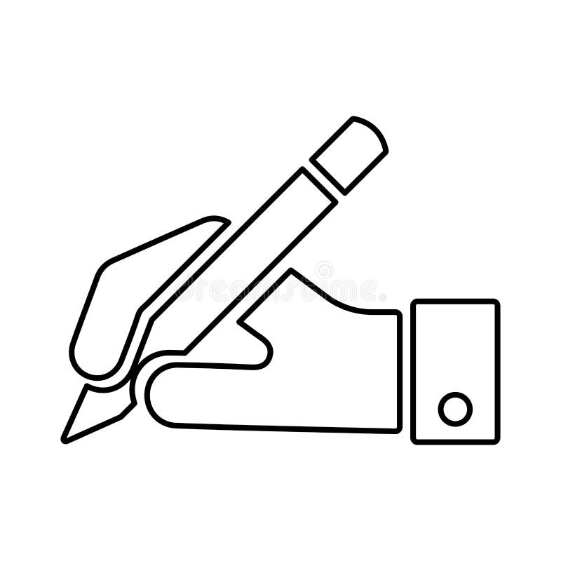 Hand Write Outline Icon. Line Art Design Stock Illustration ...