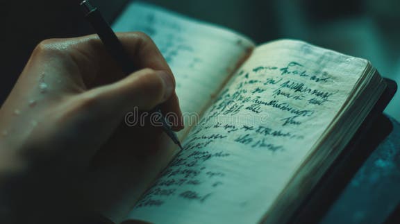 Hand Writes in Old Journal Using Pen Stock Illustration - Illustration ...