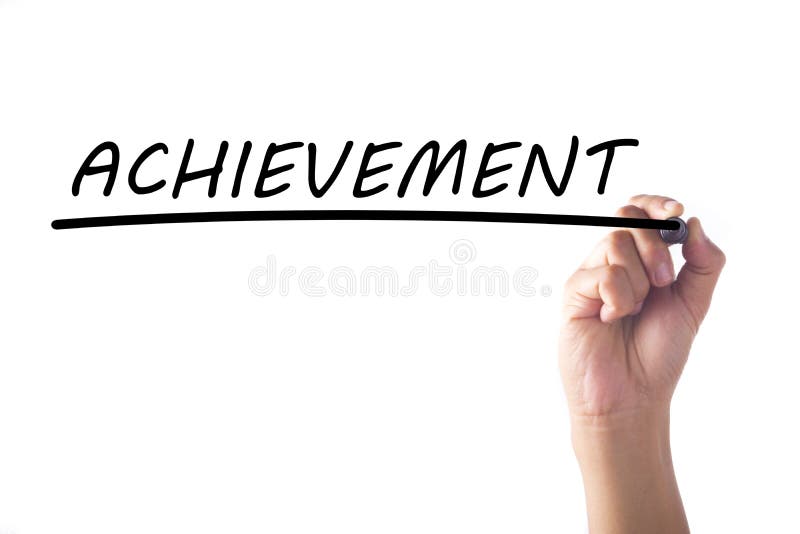 Hand Writing ACHIEVEMENT on Transparent Board Stock Image - Image of ...