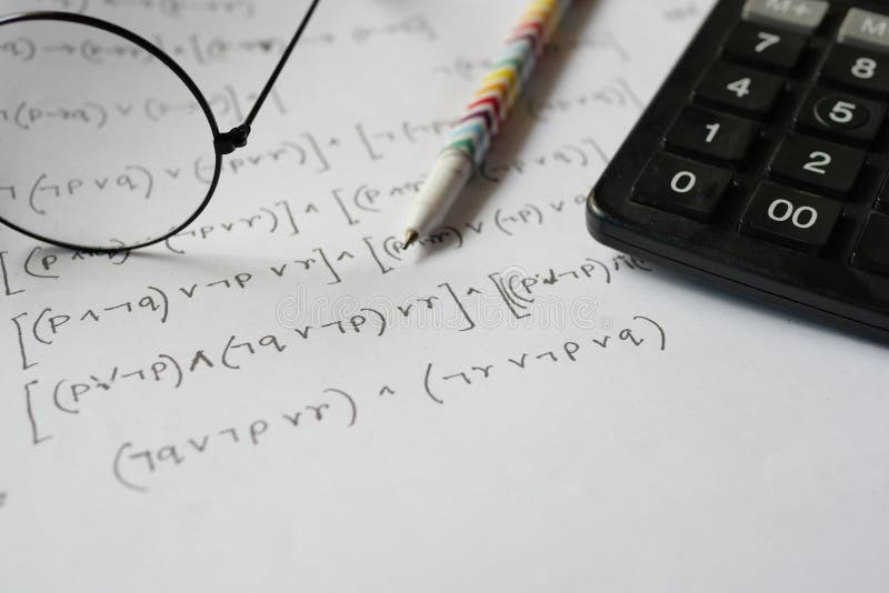 Hand Writing Algebra Equations on a Paper Stock Image - Image of ...