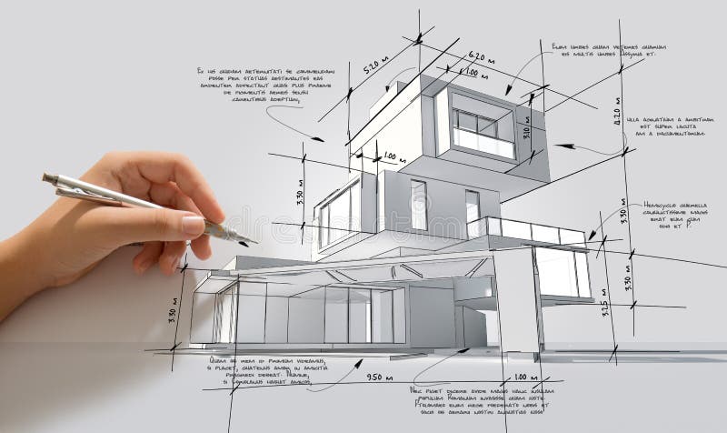 Hand Writing Architecture Design Specifications Stock Illustration ...