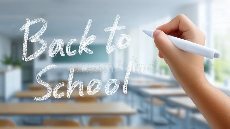 Hand Writing Back To School Sentence with Digital Pen Transparent on ...