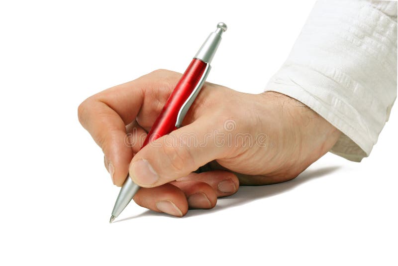 Hand Writing with Ballpoint Pen Stock Image - Image of blue, author ...