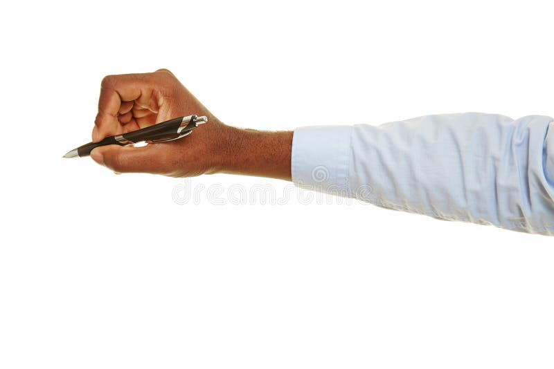 Hand Writing with Ballpoint Pen Stock Photo - Image of presentation ...