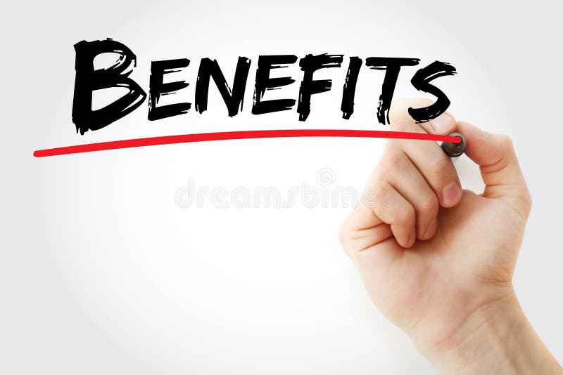 Hand Writing Benefits Text with Marker, Business Concept Stock Image ...