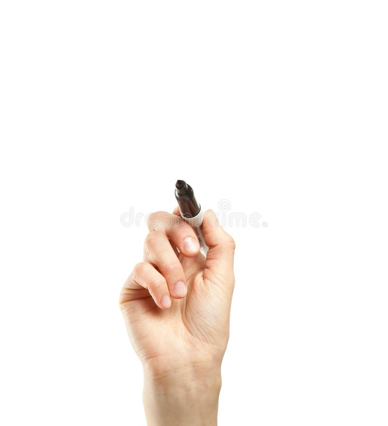 Hand with Marker Starting Drawing Isolated Stock Photo - Image of ...