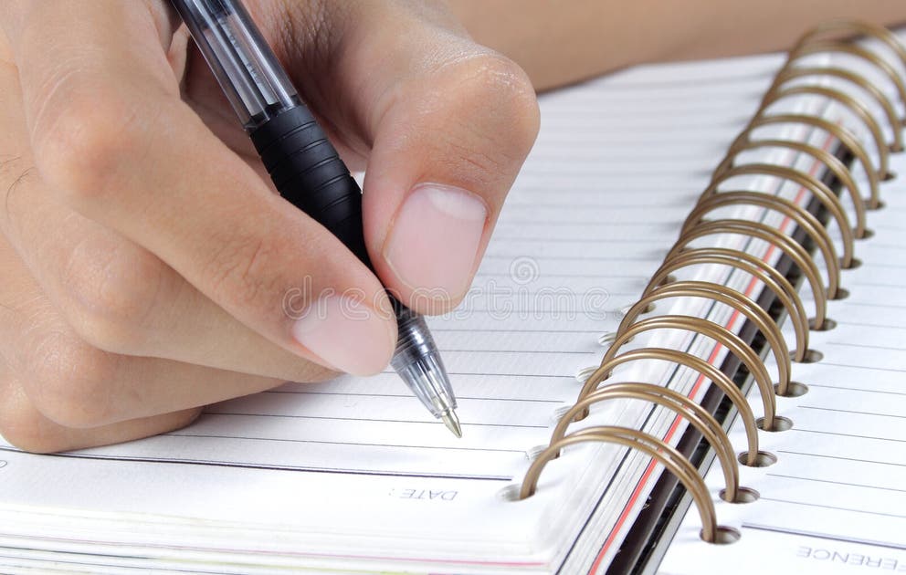 Hand writing on a book stock image. Image of information - 16161503