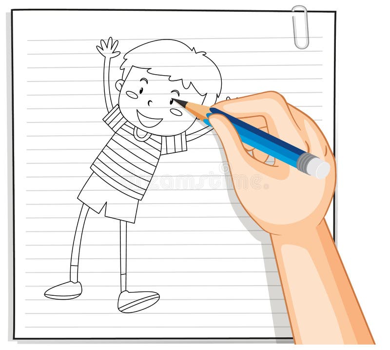 Hand Writing of Boy Dancing Outline Stock Vector - Illustration of ...