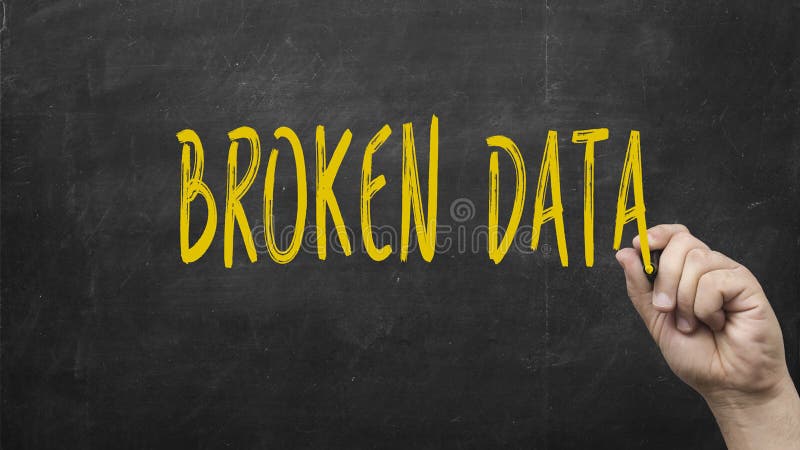 Hand Writing Broken Data with Marker Against Blackboard Stock Image ...