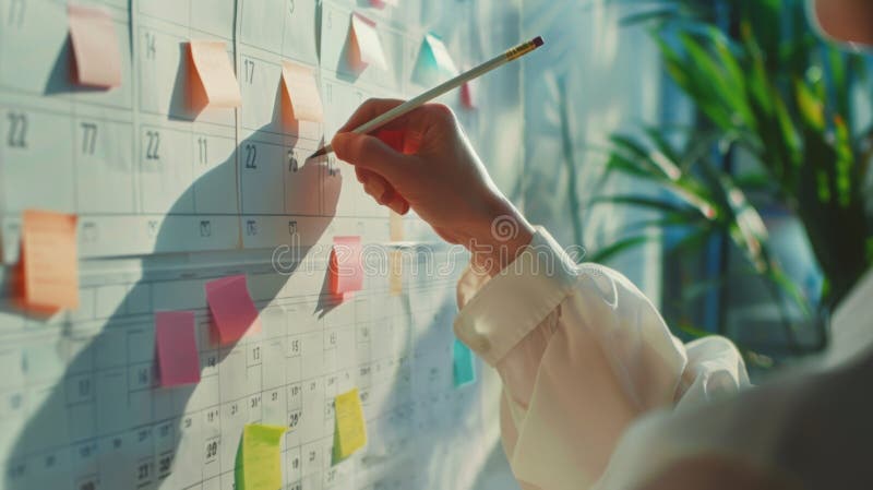 The Hand Marking Important Dates.AI Generated Image Stock Image - Image ...