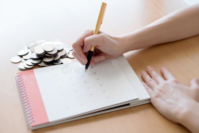 Hand Writing in Calendar Plan. Stock Image - Image of economy, calendar ...
