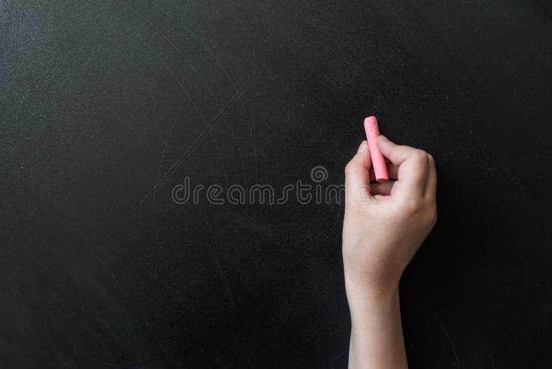Hand Writing with Chalk on a Blackboard Stock Photo - Image of ...