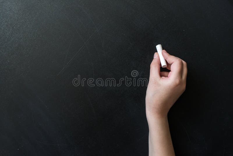 Hand Writing with Chalk on a Blackboard Stock Photo - Image of ...