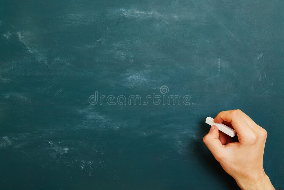 Hand Writing with Chalk on Chalkboard Stock Image - Image of teacher ...
