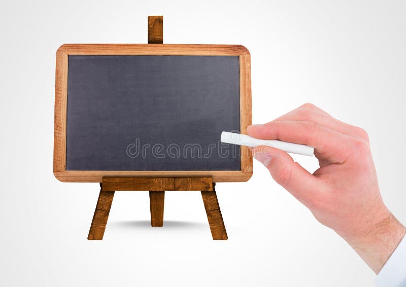 Hand Writing with Chalk on Empty Blackboard Stock Photo - Image of ...