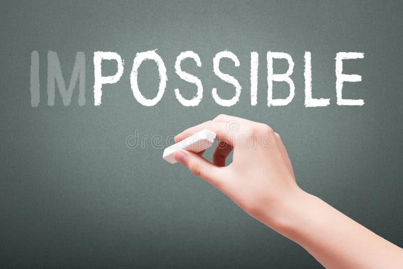 Hand Writing with Chalk Impossible Concept Stock Photo - Image of plan ...