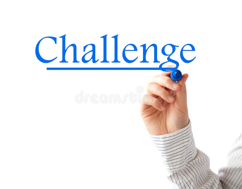 Hand Writing Challenge Text Stock Photo - Image of hold, decision ...
