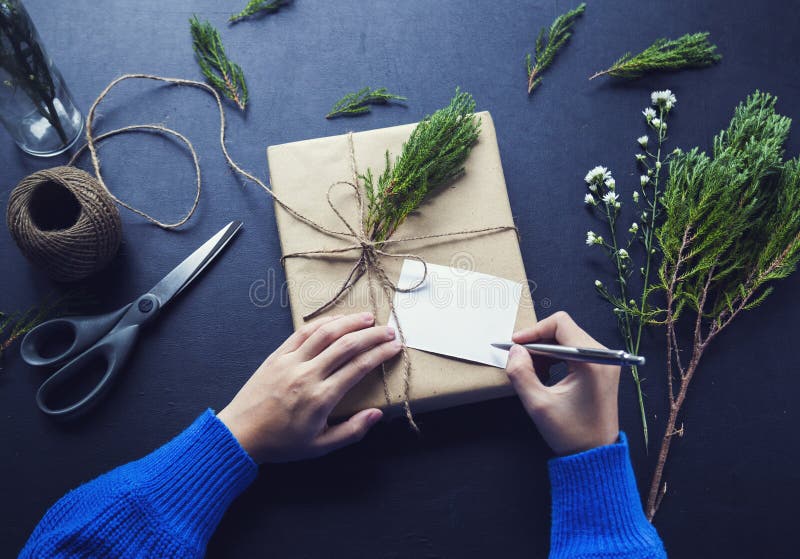 Hand Writing on Christmas Presents. Stock Image - Image of beautiful ...