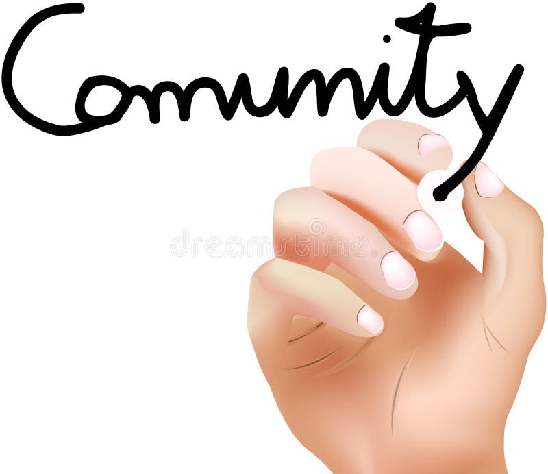 Hand Writing on Community Glass Stock Vector - Illustration of palm ...