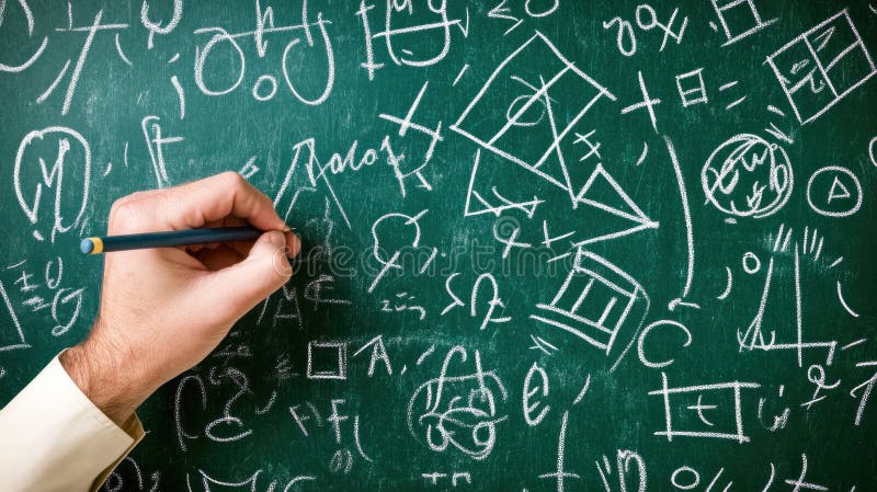 Hand Writing Complex Equations and Formulas on a Chalkboard ...