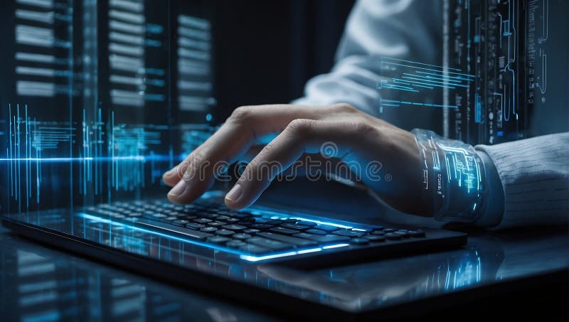 Hand Writing on a Computer Keyboard, Transparent Stock Illustration ...