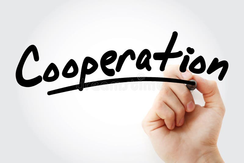 Hand Writing COOPERATION with Marker Stock Photo - Image of produce ...