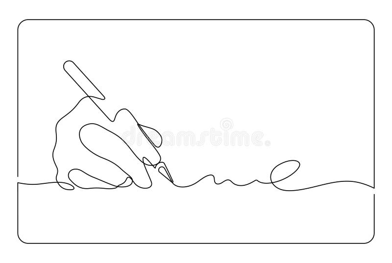Hand Writing with Digital Pen Using Tablet Minimalism One Line Drawing ...