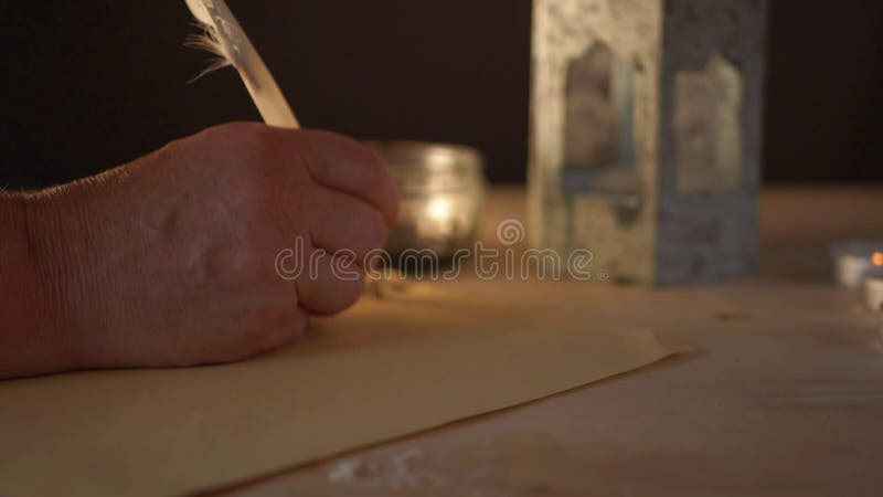 Writing a Document with Ink and Feather Quill Stock Footage - Video of ...