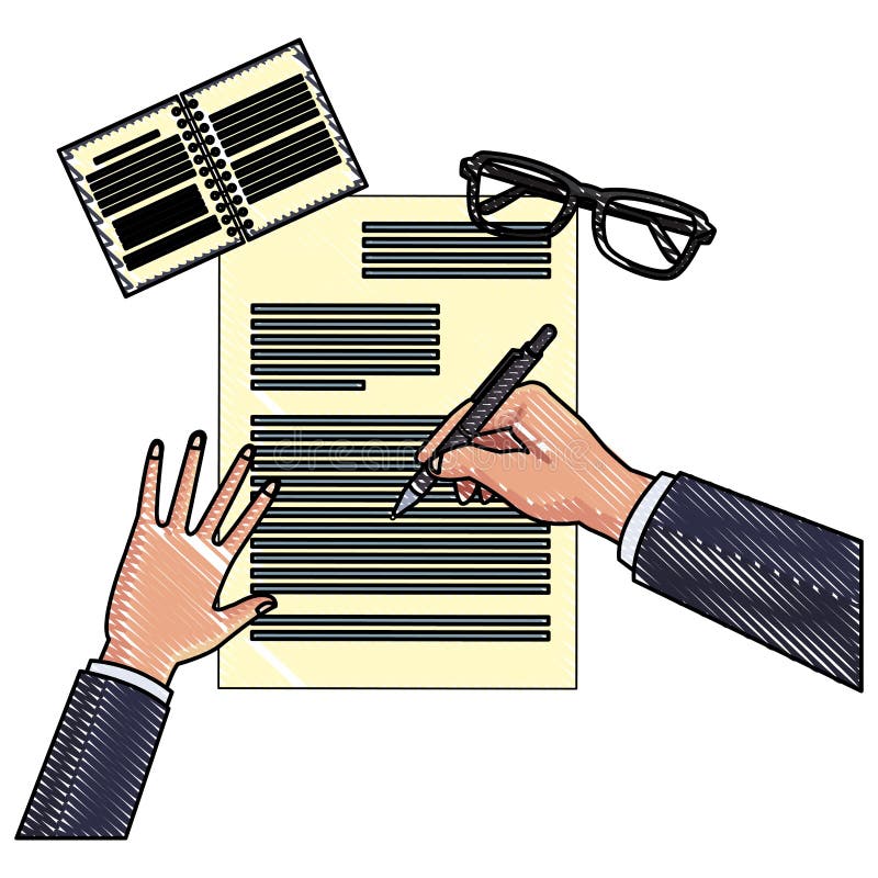 Hand Writing on Document and Glasses Scribble Stock Vector ...