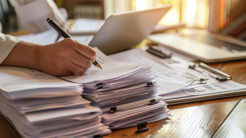 The Hand Writing on Documents. AI Generated Stock Photo - Image of ...