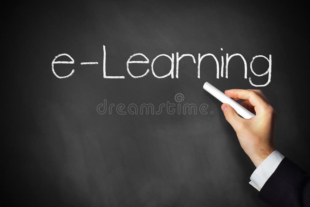 Hand Writing E-learning on Chalkboard Stock Photo - Image of knowledge ...