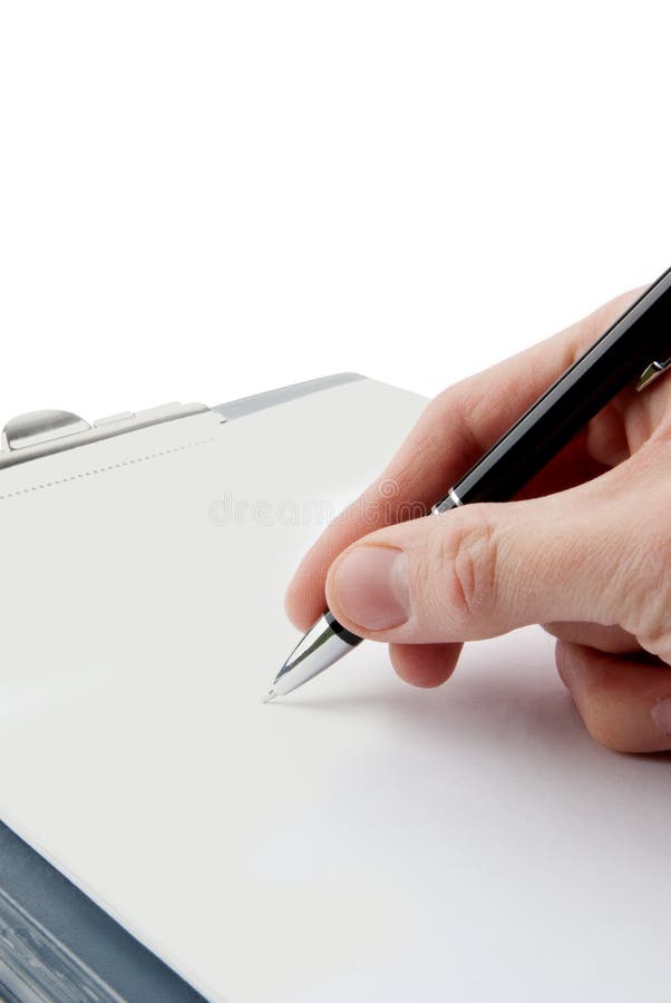 Hand Writing on Empty Document Stock Photo - Image of document, hand ...