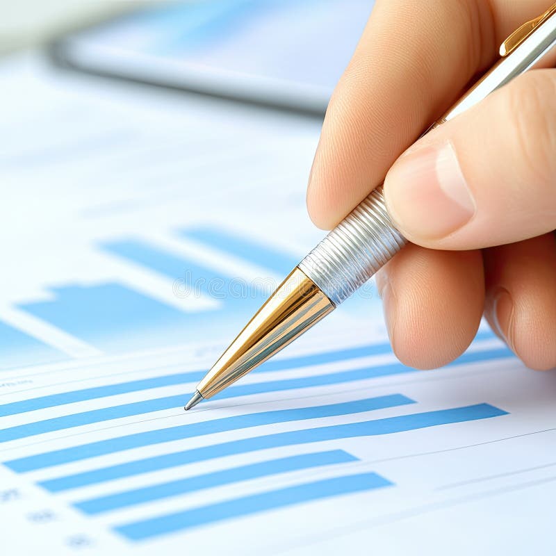 Hand Writing on Financial Chart. Business Analysis Concept Stock Photo ...