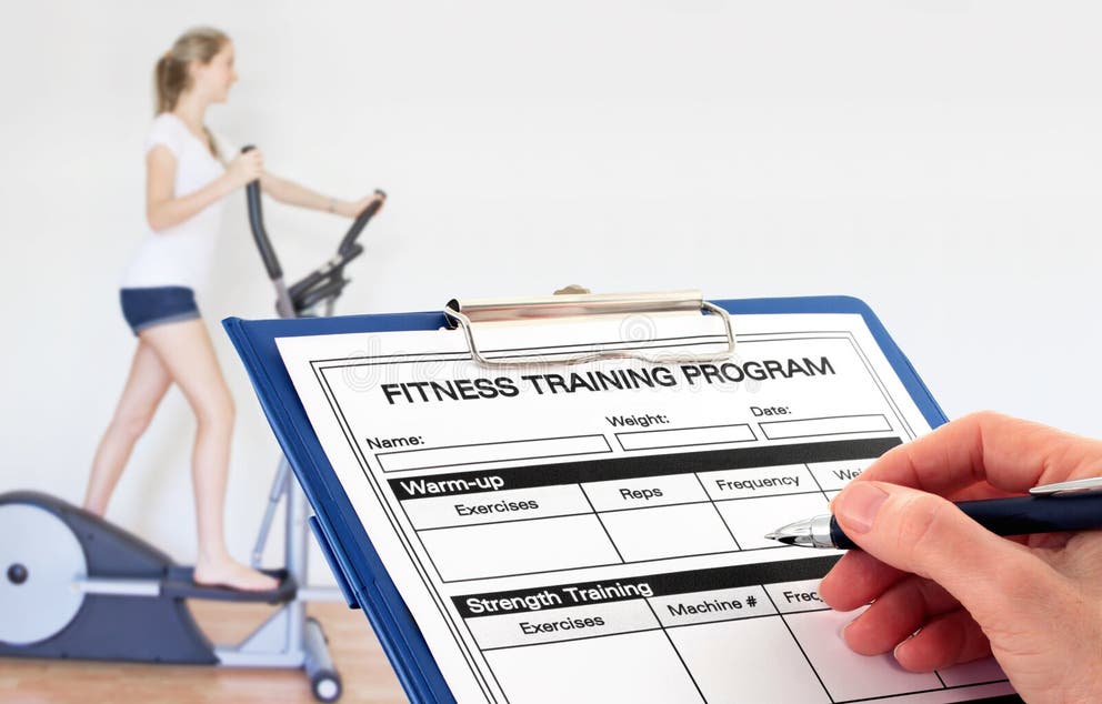 Hand Writing Fitness Program in the Gym Stock Photo - Image of schedule ...