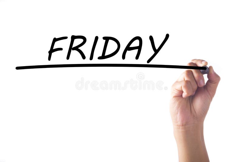 Hand Writing FRIDAY on Transparent Board Stock Image - Image of badge ...
